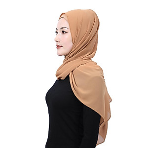 PeacePray Brown Matched Hijab and Undercap Set, Chiffon Muslim Head Scarf for Women, A Perfectly Decent Combination
