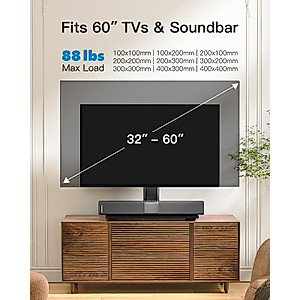 PERLESMITH Universal TV Stand - Table Top TV Stand for 32-55 inch LCD LED TVs - Height Adjustable TV Base Stand with Tempered Glass Base & Wire Management, VESA 400x400mm