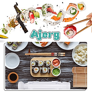 Ajerg Sushi Making Kit - DIY Sushi Roller Mold Maker Kit, Sushi Kit with Bamboo Sushi Rolling Mat, Sushi Bazooka Kit, Rice Mold