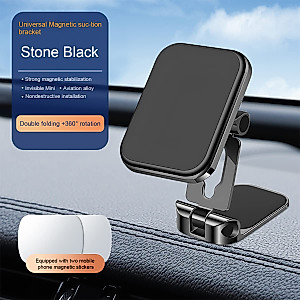 zipelo Phone Holder for Car, Super Strong Magnetic Car Cell Phone Mount Hands Free, Foldable Phone Stand for Automobile, 360° Rotation Universal Dashboard Car Cradle Fits All Smartphones