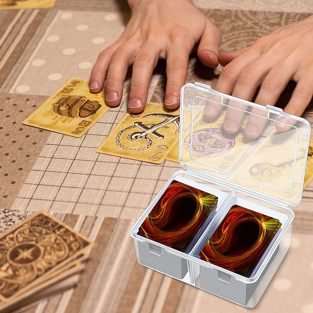 Vicenpal 300 Card Storage Box Compatible with MTG TCG Clear Plastic Trading Removable Divider Hard Deck for Baseball Football Game Organizer Collector (6 Pcs)