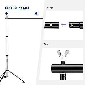 NEEWER Backdrop Stand 10ft x 7ft, Adjustable Photo Studio Backdrop Support System for Wedding Parties Background Portrait Photography with 4 Crossbars, 6 Clamps, 2 Orange Sandbags and Carrying Bag