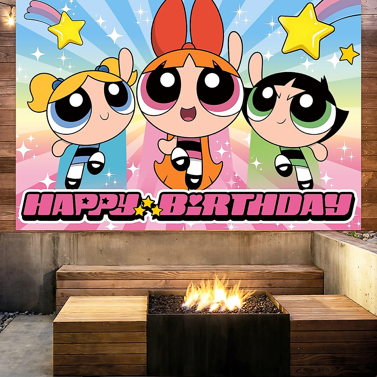 5×3FT Power Girls Birthday Decorations Happy Birthday Banner, Power Girls Birthday Party Decorations for Children power Girls Party Decorations, Power Girl Party Supplies Decorations