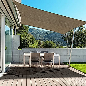 PureFit Rectangle Sun Shade Sails Outdoor 8 x 12 ft - Sun Protection Sunshades UV Block Shade Canopy, Patio Shades for Backyard, Deck and Lawn, Brown