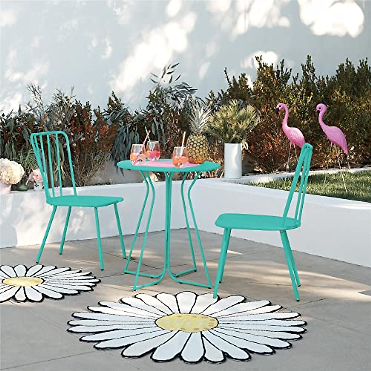 Novogratz Poolside Gossip Collection, Heidi Outdoor/Indoor 3 Piece Bistro Set, Turquoise
