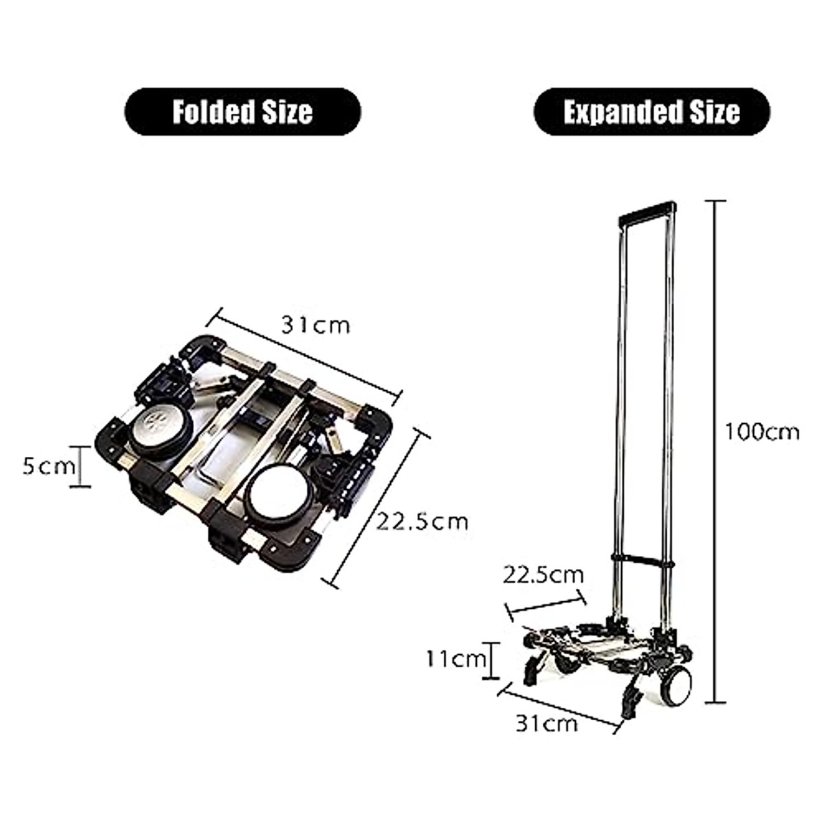 CNQLIS Folding Hand Truck,Portable Carrying Cart, Compact, Mini Lightweight for Travel/Auto/Moving/Office Use,12in.Hx9in.W Fits Most Backpacks- 55lbs Lightweight Hand Truck