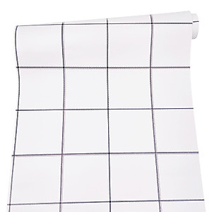 SimpleLife4U Black Striped Furniture Paper Peel & Stick White Grid Shelf Drawer Liner Cover Furnitures 17.8 Inch by 9.8 Feet