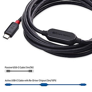 Cable Matters Unidirectional 10Gbps Active USB C Cable 10 ft, Supports Up to [4K@60Hz Video, 60W Charging, 10Gbps Data Transfer] for Apple Vision Pro, Meta Quest 3 VR Headset, Portable Monitor