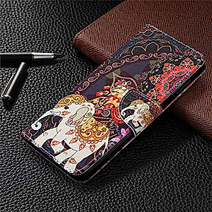 Asdsinfor Compatible with Xiaomi Redmi Note 9S Case Wallet Case, Credit Cards Slot with Stand Function for PU Leather Flip Compatible with Redmi Note 9 Pro/Note 9 Pro Max Flower Elephant BFCH
