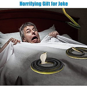 Nicedeal Rubber Snake, 2Pcs Scary Snake Toy, 80cm Realistic Cobra Field Snake Toys, Fake Snake Toy, Halloween Scary Toy, Medusa Costume Halloween Props for Garden Props