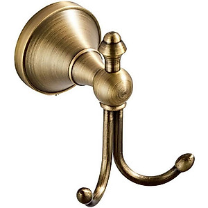 Vintage Brass Towel Hook Hanger Double Robe Hooks Wall Mounted for Bathroom Antique Brass Wall Hook Bronze Hand Towel Hook with Brushed Gold Finish