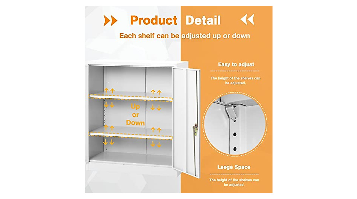 Pataku Lockable Metal Storage Cabinet for Office & Home - Secure Steel ...