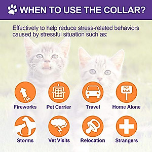 4 Pcs Calming Cats Collar Adjustable Cat Calm Collar Lavender Scent Relaxing Cat Collar with 2 Pendant for Puppies Cats Reduce Stress Aggression Anxious, up to 15 Inches (Purple, Gold)