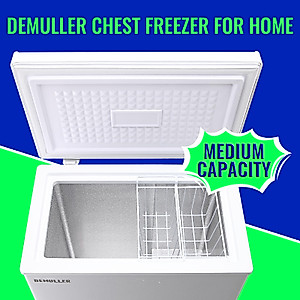 DEMULLER 4.0 Cu.ft Chest Freezer with Electronic Panel, Accurate Temperature Display to 1 ℉, Deep Freezers with 2 Removable Baskets, Compact Size Small Freezer for Any Space White