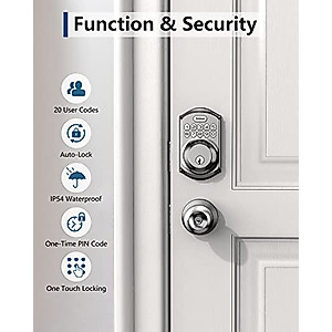 TEEHO TE001 Keyless Entry Door Lock with Keypad - Smart Deadbolt Lock - Front Door Lock with 2 Keys - Auto Lock - Easy Installation - Satin Nickel