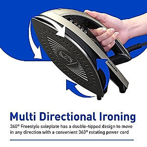 Panasonic NI-W810CS Multi-Directional Steam/Dry Iron with Ceramic Soleplate, MEDIUM, Black (Renewed)