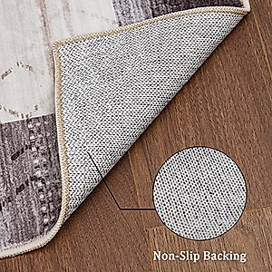 RUGSREAL Modern Geometric Indoor Area Rug Stain Resistant Washable Rug Anti Slip Low Profile Pile Bordered Area Rug Contemporary Rug for Living Room Bedroom Kids Room, 4' x 6' Taupe