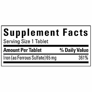 Nature Made Iron 65 mg (325 mg Ferrous Sulfate) Tablets, Dietary Supplement for Red Blood Cell Support, 365 Tablets, 365 Day Supply Bunde with Weekly Pill Organizer