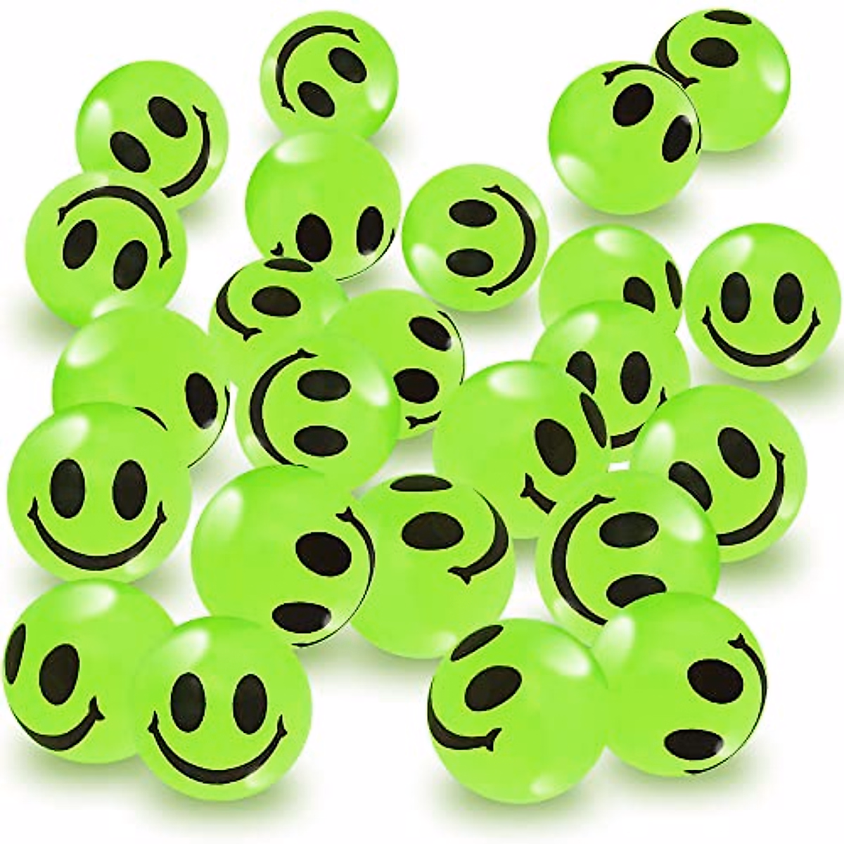 ArtCreativity Glow in The Dark Smile Face Bouncy Balls - Bulk Pack of 36, 1 Inch High Bounce Balls for Kids, Christmas Party Favors, Goodie Bag Stuffers for Boys and Girls
