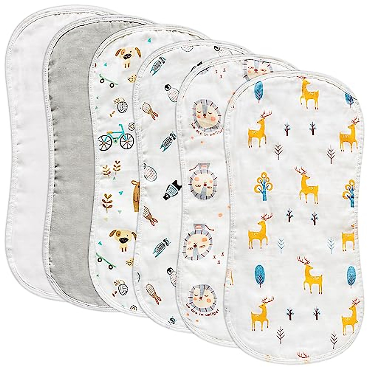 Zainpe 6Pcs Muslin Baby Burp Cloths for Baby Cotton Soft Burping Cloths with 6 Absorbent Layers Drooling Bib Newborn Towel for Unisex Infant Toddler Boys Girls Feeding Teething Sleeping 19.7 X 10.6 in