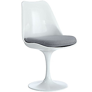Modway Lippa Mid-Century Modern Upholstered Fabric Swivel Kitchen and Dining Room Chair in Gray