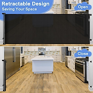 42" Tall X 115" Long Baby Gates Indoor Extra Long Baby Gates for Large Openings Extra Tall Retractable Dog Gates for The House Extra Wide Retractable Pet Gate Extra Large Baby Gate Extra Long Dog Gate