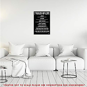 7 Rules of Life Motivational Poster – Printed on Premium Cardstock Paper – Sized 11.7 x 16.5 Inch - Perfect for Bedroom, Home Office, College Dorm or Classroom - Inspirational Wall Art to Change your Mindset for Growth