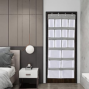 Over the Door Shoe Organizer, 18 Pockets Hanging Shoe Rack Non-Woven Visible Mesh Large, Back of Door Hanging Storage Closet Shoe Holder Hanger for Entryway Bedroom Bathroom
