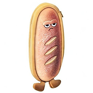 HSYHERE Creative Cute Novelty Funny Face Simulation Real Food Theme Toast Hotdog Bread Character Soft Stuffed Surface Clothes Zipper Pencil Box Pencil Bag Pencil Case Pencil Holder Pouch -Bread