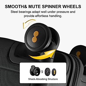 LEVEL8 Trunk Luggage, Large Suitcase 28 Inch Luggage with Spinner Wheels, Luminous Textured 28 Inch Checked Large Luggage, Lightweight Hard Case with Tsa Lock, 28 Inch, Black