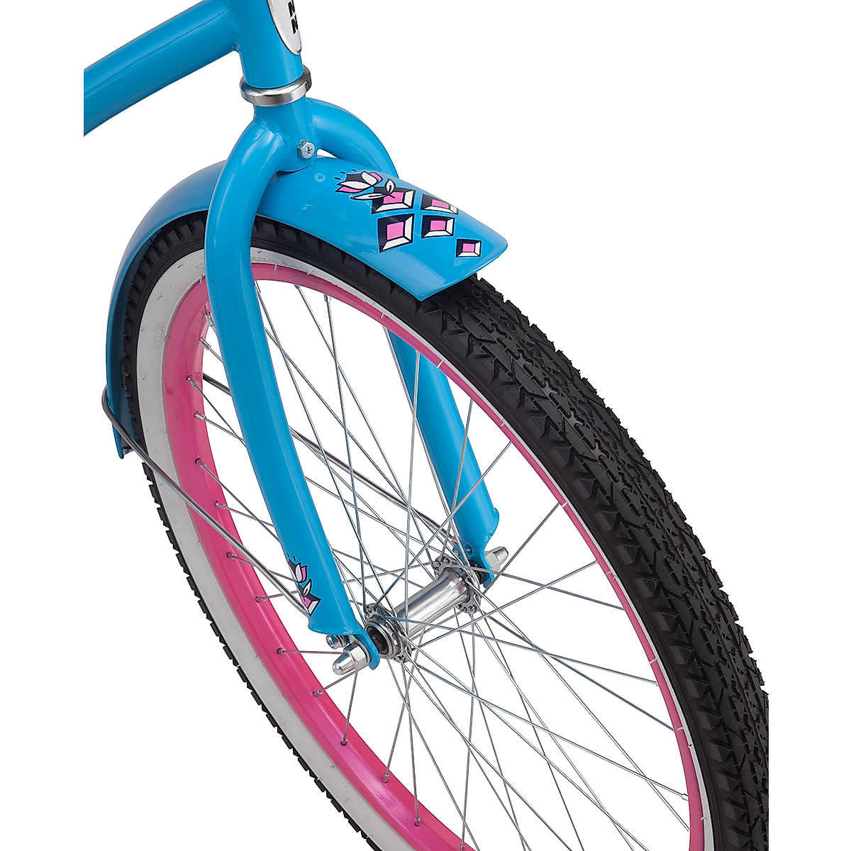 Schwinn Baywood Beach Cruiser Bike for Men Women, Ages 8 Up or Rider Height 4'8"-5'6", 24-Inch Wheels, Single Speed, Rear Cargo Rack, Bright Blue