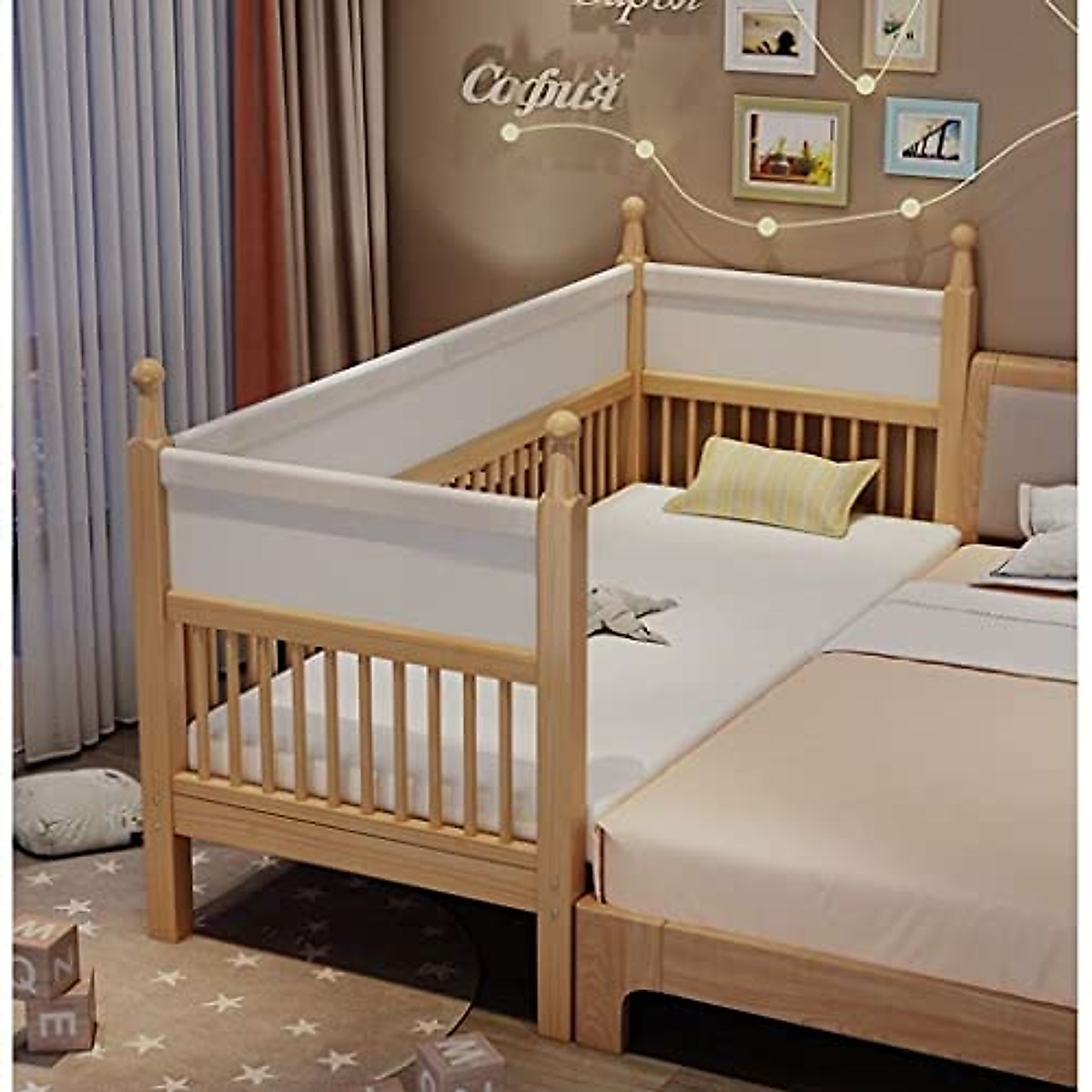 Wooden Bed, Solid Wood Bed Frame Wood Slat Support Widened Splicing Bed, Bed Sleeper for Adults, Kids, Teenagers (Size : 150x80x40cm)