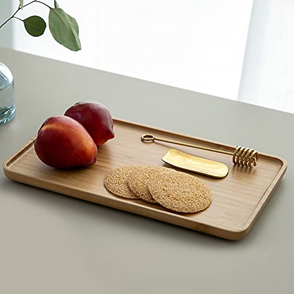 Bamboo Vanity Tray, Bathroom Sink Vanity Trays Bathroom Counter Tray for Organizing and Decor Display Toilet Tank Top Tray Bamboo Tray Table Tray Rack 11.8 x 6 x 0.7 inch