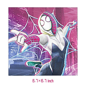 Spider-Gwen Party Supplies Tableware Cover Plates And Napkins Tablecloth Birthday Party Table Decoration Across the Spider Verse For 10 Guests Treat