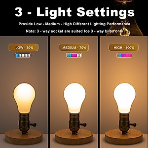 3 Way Lamp Socket Replacement, E26 Threaded Base, Turn Knob for Low-Medium-High Light Settings, Lamp Parts for Table and Floor Lamps Repair, Light Socket with Lamp Switch Kit (Antique Brass)