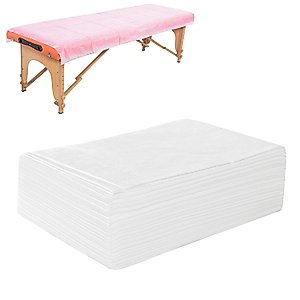 20 PCS Massage Table Sheets Disposable Non Woven SPA Bed Cover Breathable Polypropylene Fabric 31" x 70" Thin, Not Waterproof(White)