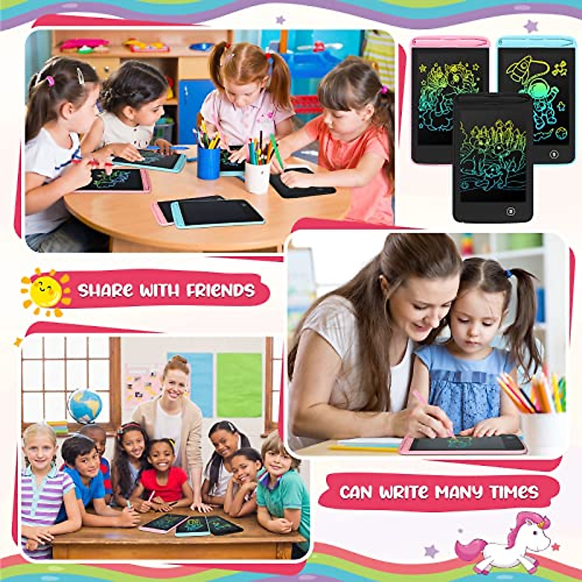 20 Pcs LCD Writing Tablet for Kids 6.5 Inch Colorful Doodle Board LCD Writing Board Kids Portable Electronic Drawing Board Erasable Drawing Pad Reusable Writing Pad for Kid Educational Learning