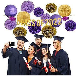Graduation Decorations 2022 Purple Gold/Class of 2022 Graduation Banners,Graduation Party Decorations