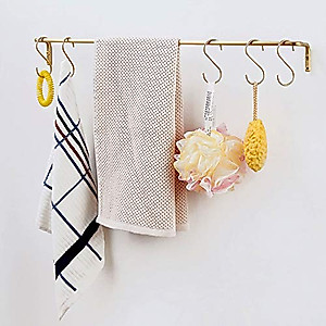 BAEYAR Brass S Hook, Gold Hook, S-Shaped Hook, Suitable for Bathroom, Closet, Kitchen, Flower Basket, Outdoor S-Shaped Hook, S-Shaped Brass Hook Recommended by WongWin. 4 Pieces