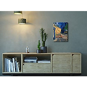 Wieco Art Cafe Terrace at Night Modern Stretched and Framed Giclee Canvas Prints Van Gogh Oil Paintings Reproduction Cityscape Picture on Canvas Wall Art Ready to Hang for Bedroom Kitchen Home Decor