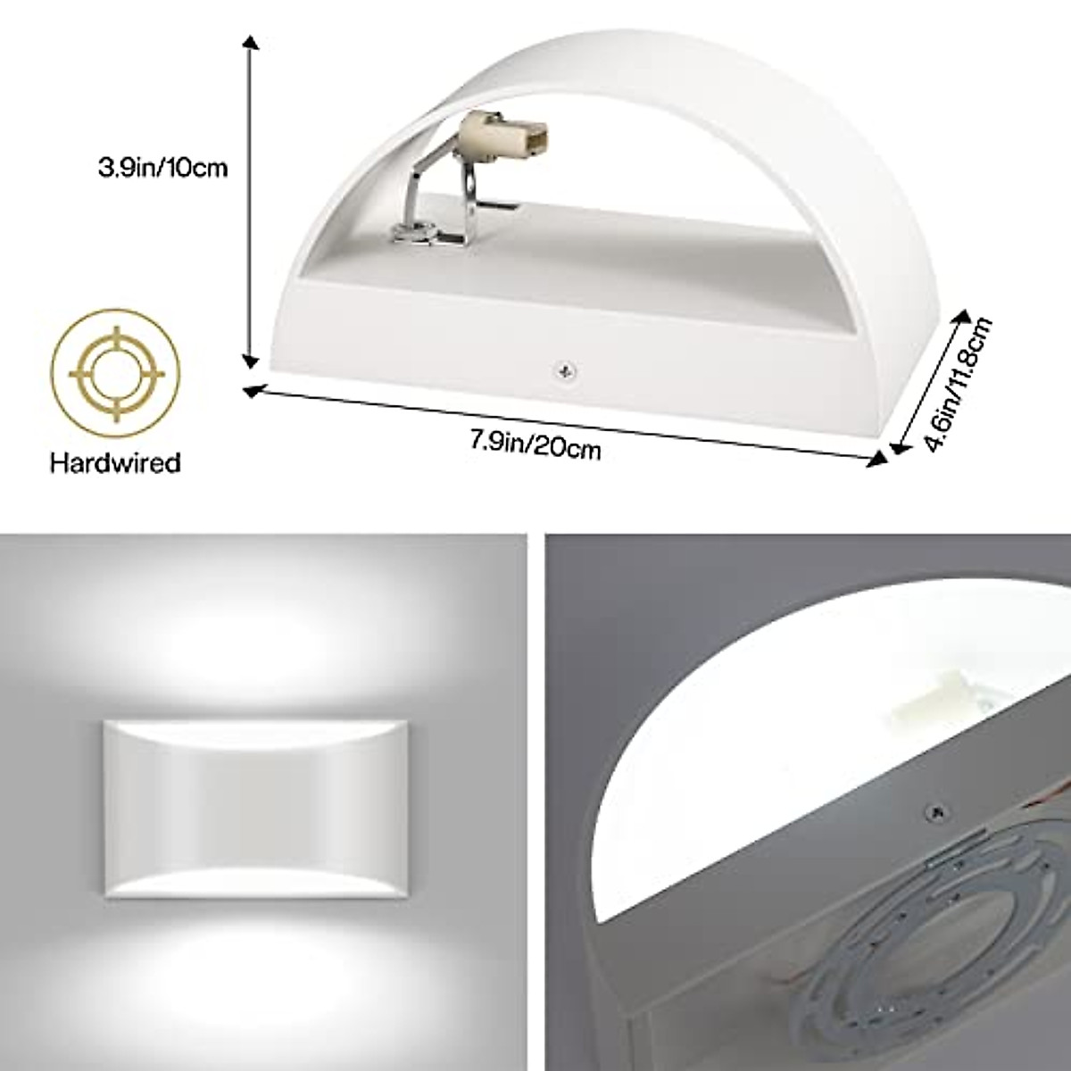 Aiilsmp White Modern LED Wall Sconces Hardwired Wall Sconces Indoor Up and Down Wall Mount Light for Living Room, Bedroom, Hallway Cool White 6000K(with G9 Bulbs)