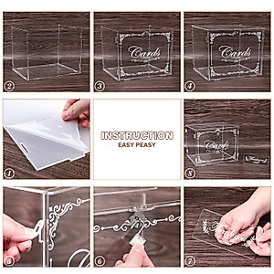 Ywlake Acrylic Wedding Card Box Money Post Gift Box Holder, Clear Card Box Large Letter Envelope Boxes with Lock and Slot for Reception Anniversary Birthday Party Baby Shower