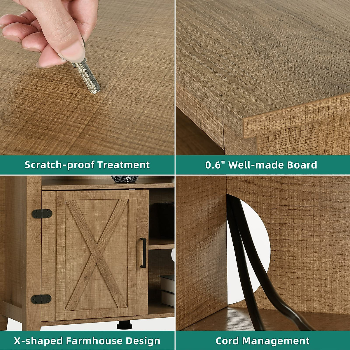 YITAHOME Farmhouse TV Stand for TVs up to 65 Inch, Entertainment Center with Open Shelf & Adjustable Shelf, Rustic TV Media Console Table for Living Room, Barnwood, 59 Inch