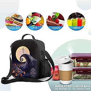 The Nightmare Before Christmas Men & Women Insulated Lunch Bag,Reusable Tote Lunch Box with Water Bottle Holder and Adjustable Shoulder Strap for Office Picnic