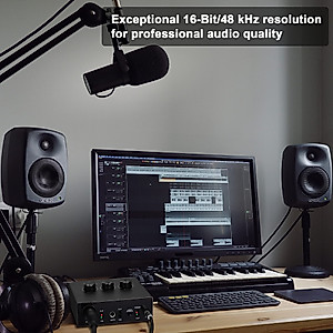 USB Audio Interface with 1x XLR/TRS 1x 1/4" 2X RCA USB, Black