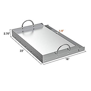 onlyfire Universal Stainless Steel Rectangular Griddle for Gas BBQ Grills, 23" x 16"