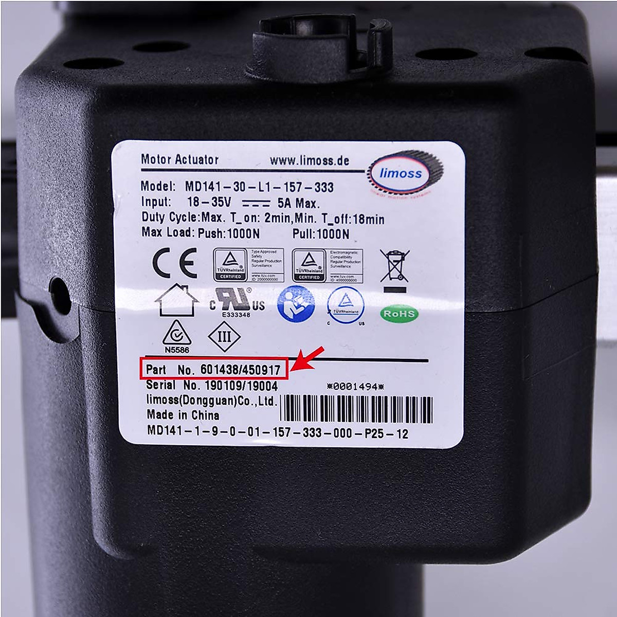 Fromann Limoss 450917/601438 Motor Kits Power Recliners Lift Chairs Actuator Replacement Model MD141-30-L1-157-333