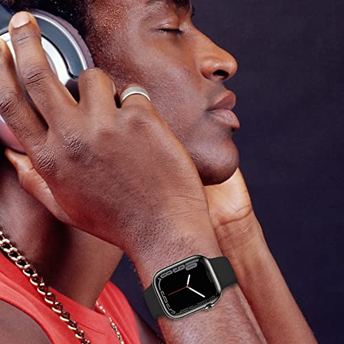 AIRPROCE Compatible with Apple Watch Bands 38mm 40mm 41mm 42mm 44mm 45mm 49mm, Soft Silicone Sport Wristbands Replacement Strap for iWatch Ultra SE Series 8 7 6 5 4 3 2 1 Sport Edition for Women Men (38/40/41mm S/M, Black)