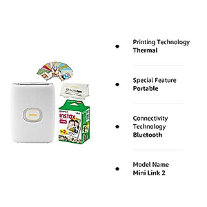 Fujifilm Instax Mini Link 2 Smartphone Printer Plus Films 20 Pack, Stickers and Bonus All-Purpose Microfiber Cloth (Clay White)