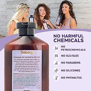 Botany Natural Shampoo for Normal to Dry Hair with Organic Argan Oil, Geranium, and Lavender - Vegan Shampoo for Women and Men SLS/SLES, Silicon, Paraben and Cruelty Free,17.6 oz
